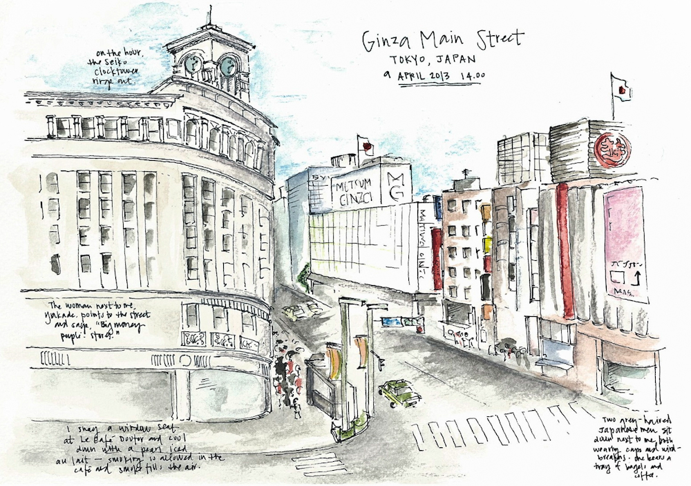 Sketching Japan: In the center of it all in the Ginza District